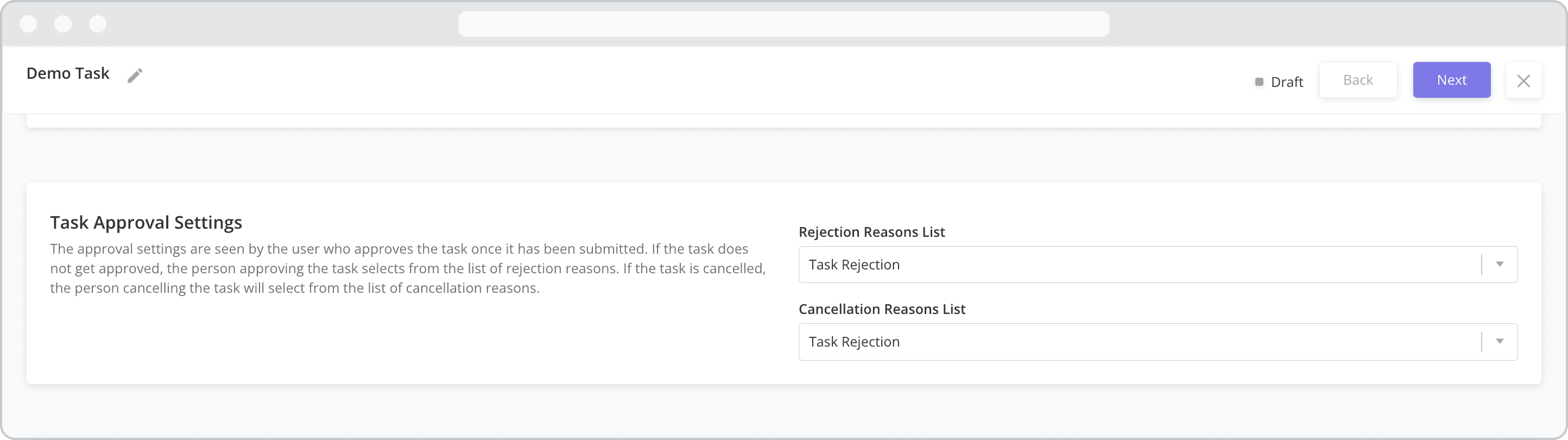 Step 1: Configuring the Task Settings